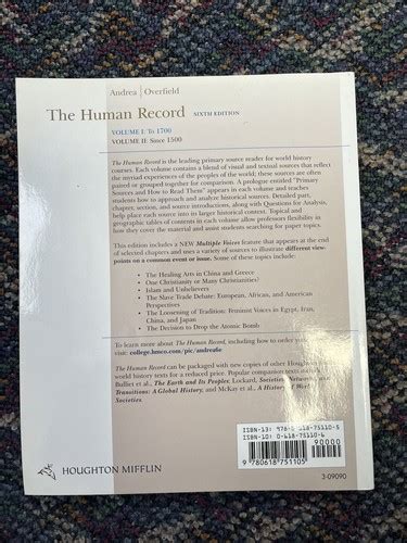 Human Record Vol 1 Sources Of Global History Volume I To 1700 By