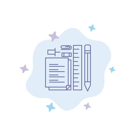 Stationary Pencil Pen Notepad Pin Blue Icon On Abstract Cloud Background 14650598 Vector Art At