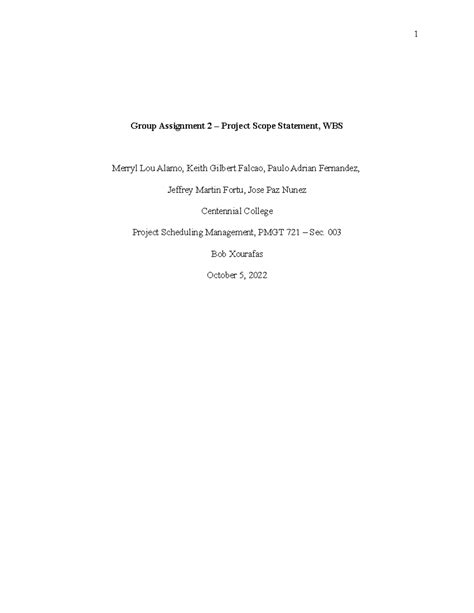 Pmgt 721 Project Scope Wbs Group 4pm Group Assignment 2 Project