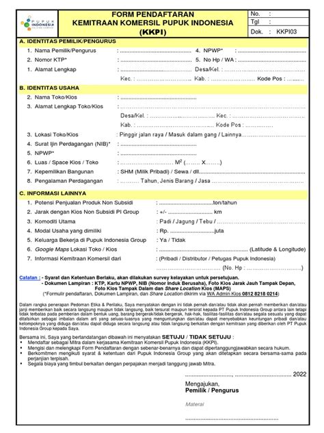 Form Pendaftaran Kemitraan Komersil Pi Kkpi Versi2 3 1 Pdf