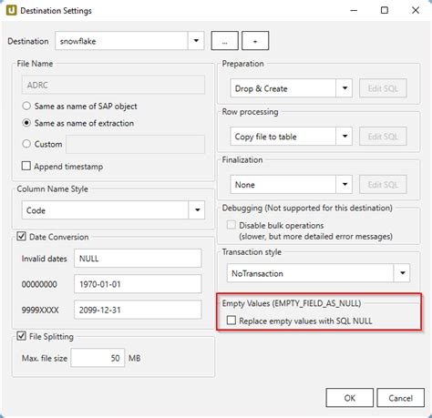 Theobald Software Support Insert Statement Failed For Empty Values Using Snowflake Destination