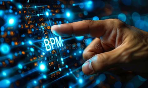 Business Executive Pointing To Bpm Business Process Management Approach To Streamlining And