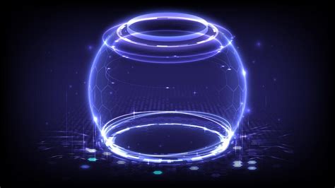 포털 및 홀로그램 타임 머신 빛나는 Hud 프로젝터의 공상 과학 디지털 하이테크 게임 판타지의 매직 게이트 원형 텔레포트 연단
