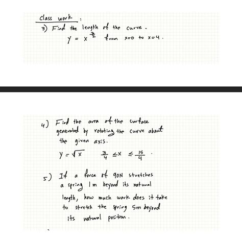Solved Class Work Find The Length Of The Curve Y X From Chegg Com