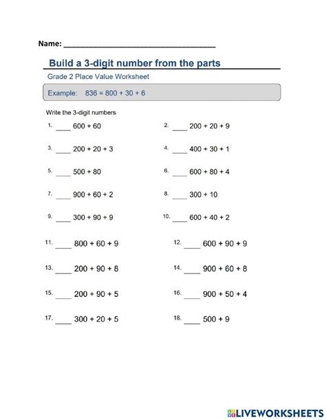 Place Value And Making 3 Digit Numbers Worksheets Library