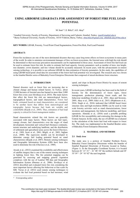 Pdf Using Airborne Lidar Data For Assessment Of Forest Fire Fuel Load Potential