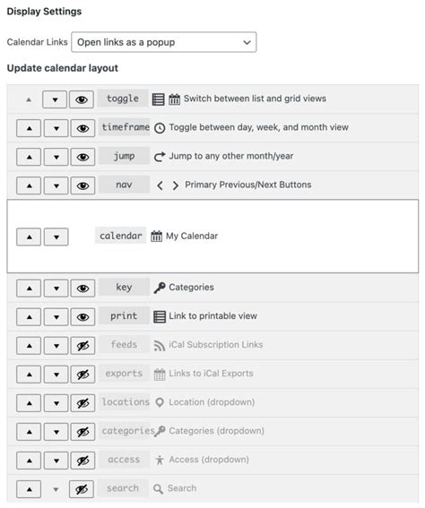 Settings Display My Calendar For WordPress Documentation