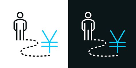 엔화 가는 길에 있는 사람 검은색 또는 흰색 배경에 이색 선 아이콘 편집 가능한 획 개념에 대한 스톡 벡터 아트 및 기타 이미지 개념 검은색 검정색 배경 Istock