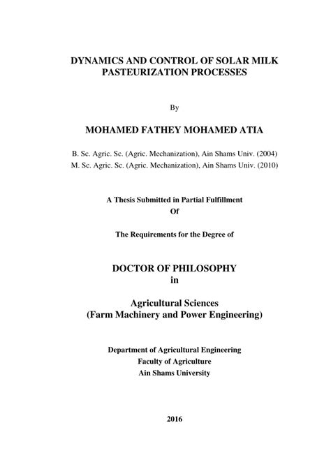 Pdf Dynamics And Control Of Solar Milk Pasteurization Processes