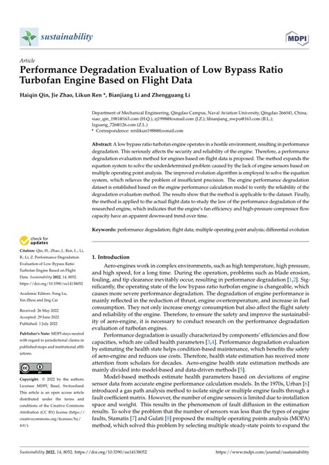 Pdf Performance Degradation Evaluation Of Low Bypass Ratio Turbofan Engine Based On Flight Data