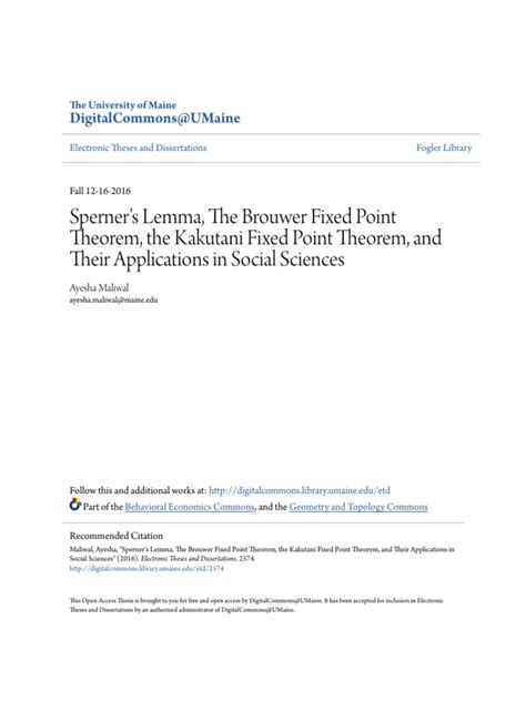 sperners lemma the brouwer fixed point theorem the kakutani fi pdf