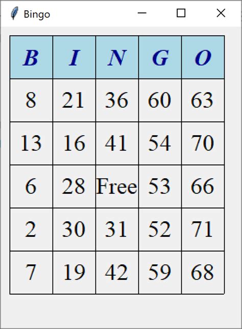 Using Python Classes To Create Bingo Cards
