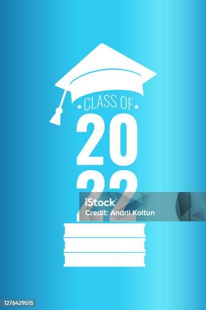 2022년 도서 상위권에 올랐습니다 흰색 번호 파란색 배경에 교육 학술 모자 졸업 디자인 프레임 고등학교 대학 축하 졸업생 연감 에 대한 템플릿 벡터 그림입니다 졸업식에