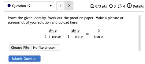 Solved Prove The Given Identity Work Out The Proof On Chegg Com