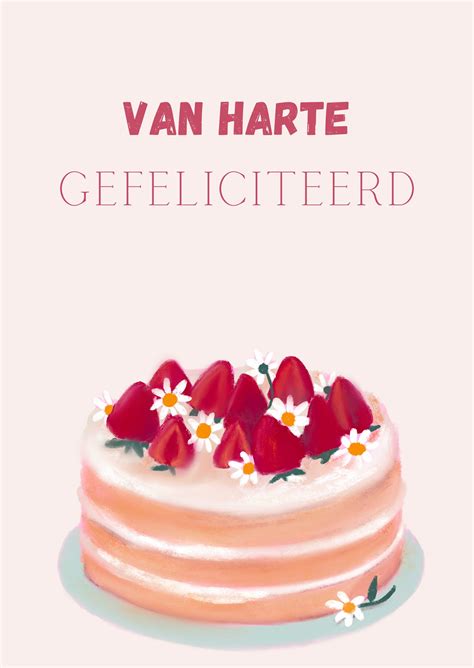 Enkele Kaart Van Harte Gefeliciteerd Gelukskaartjes