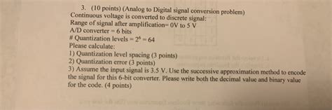 Solved 3 10 Points Analog To Digital Signal Conversion