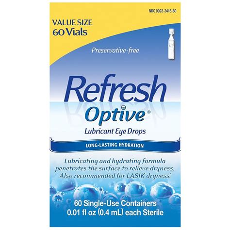 Refresh Optive Preservative Free Lubricant Eye Drops Single Use