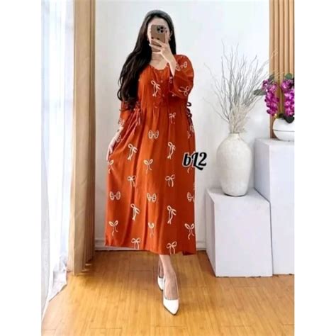 Jual Daster Chibi Daster Kekinian Terbaru Dress Chibi Daster Lengan 3 4 Busui Kancing Bahan