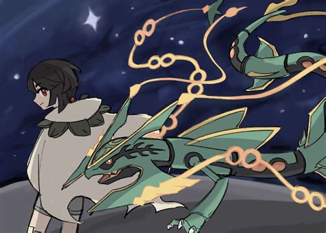 Rayquaza Zinnia And Mega Rayquaza Pokemon And 1 More Drawn By Xlii
