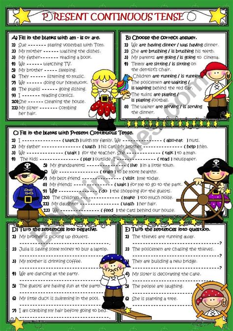 Present Continuous Tense Positive Negative Question Bandw Included Esl Worksheet By Lady Gargara