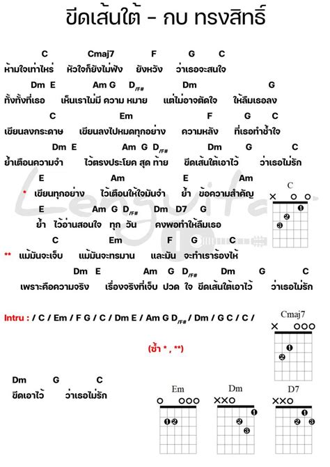 คอร์ดเพลง ขีดเส้นใต้ กบ ทรงสิทธิ์ [คอร์ดเพลงง่ายๆ] Lenguitar