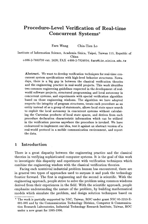 Pdf Procedure Level Verification Of Real Time Concurrent Systems