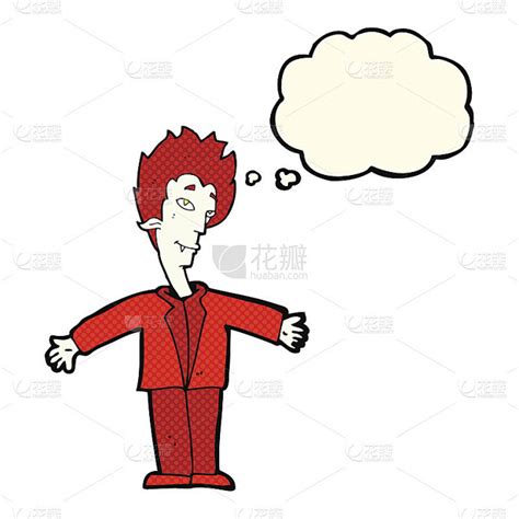 卡通快乐的吸血鬼与思想泡泡