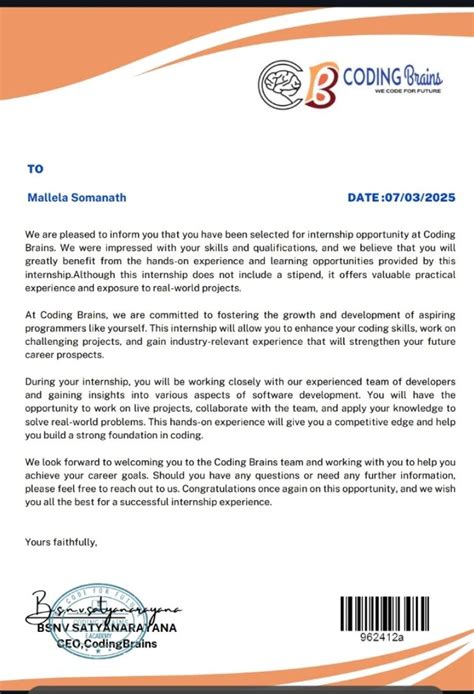 🎉🎊🎉🎊thrilled To Share That Ive Received A Python Full Stack Internship Offer From Coding Brains