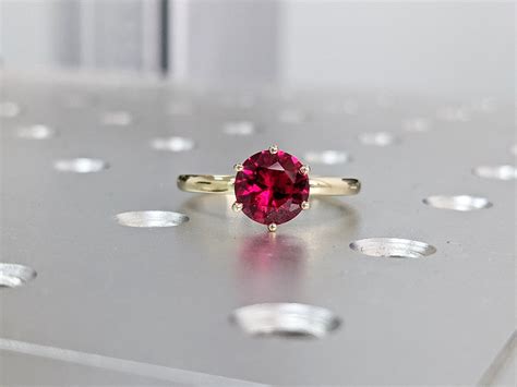 Ruby Ring Unique Engagement Ring Solitaire Ring Round Ruby Ring Ru