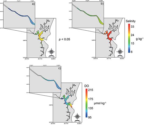 Mean Salinity Distribution In The Fres During The Rainy A And Dry B