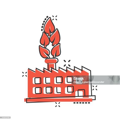 만화 스타일의 공장 생태 아이콘 흰색 고립 된 배경에 에코 식물 만화 벡터 일러스트 자연 산업 스플래시 효과 비즈니스 개념 개념에 대한 스톡 벡터 아트 및 기타 이미지