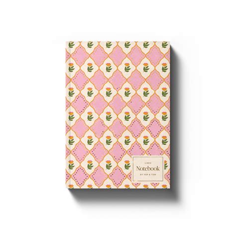 Softcover Lined Notebook Pink Flowers Yop And Tom