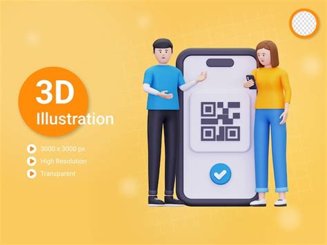 Premium Psd 3d Scan Barcodes Using A Smartphone Illustration