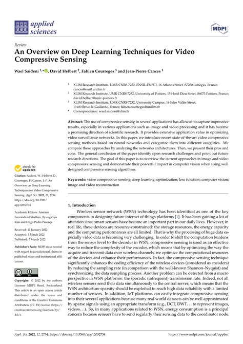 PDF An Overview On Deep Learning Techniques For Video Compressive Sensing