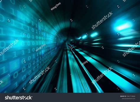 High Speed With Binary Code Numbers On Motion Blurred Path Or Track Speed And Faster Digital