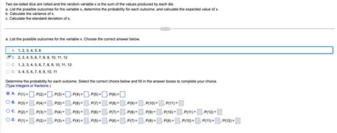 Solved Two Six Sided Dice Are Rolled And The Random Variable