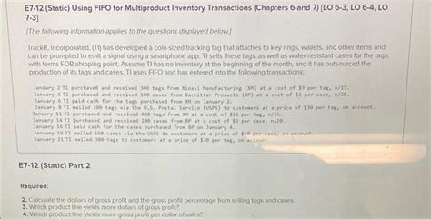 Solved E7 12 Static Using Fifo For Multiproduct Inventory