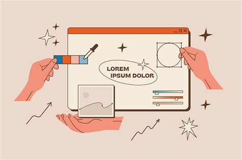 프로젝트를 진행하는 디자이너 일러스트레이터 팀 아트 스튜디오 팀워크 프로세스 그래픽 요소를 그리기 위한 컴퓨터 프로그램 인터페이스 전문 소프트웨어 디지털 일러스트레이션 벡터