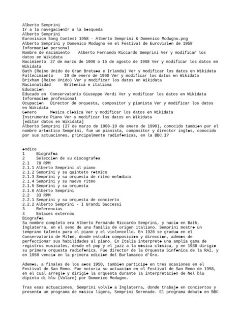 Alberto Semprini Pdf Música Clásica Las Artes Escénicas