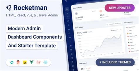 Rocketman Nov Tailwind Css React Vuejs Html And Laravel Admin Dashboard Template Gpl Market