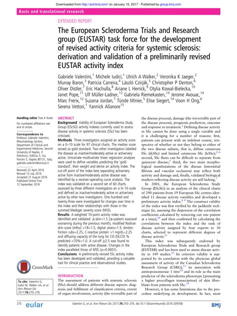 Pdf The European Scleroderma Trials And Research Group Eustar Task Force For The Development