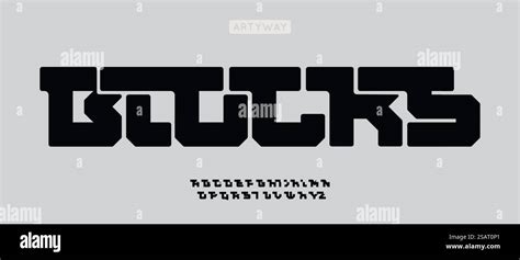 Modular Geometric Letters Bold Blocky Font Futuristic Minimalistic Typography Heavy