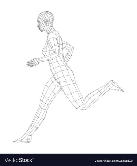 Wireframe Running Woman Royalty Free Vector Image
