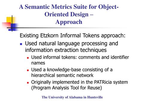 PPT Examining A Semantic Metrics Suite For Object Oriented Design