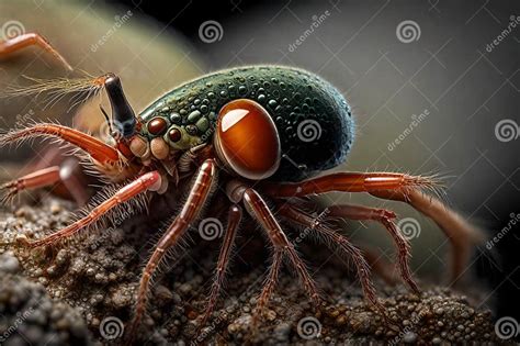 Insect Odyssey Hyper Realistic Macroscopic Close Up Of Tiny Spider Fly Stock Illustration