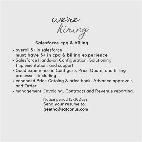 Cpq Billing Salesforce Srsalesforce Sfdc Salesforcejobs Geetha