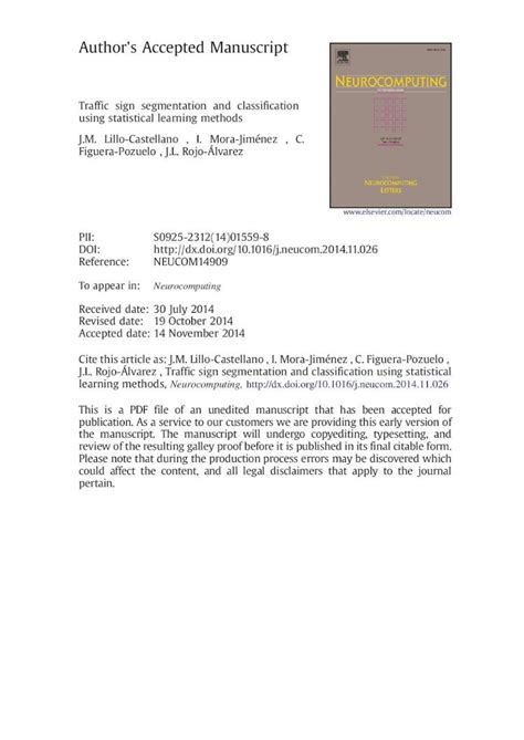 Pdf Traffic Sign Segmentation And Classification Using Statistical Learning Methods Dokumen Tips