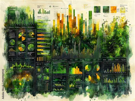 A Hand Drawn Dashboard Having Only Olive And Black And Bright Green