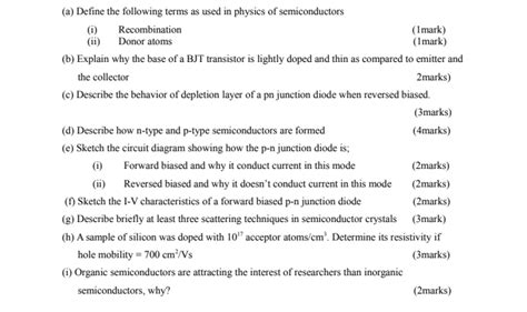 A Define The Following Terms As Used In Physics Of Semiconductors I