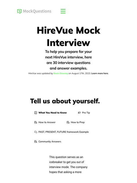 30 Hirevue Interview Questions And Answers Pdf